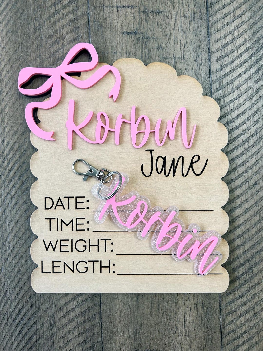 Cute Bow Birth Announcement Sign / Trendy Stat Sign / Newborn Baby Sign ...