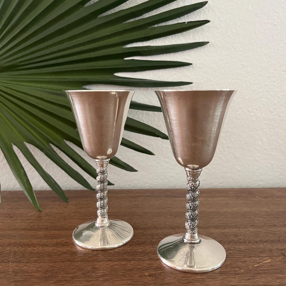 Vintage Set of 2 Cortaga Silver-plated Goblets Made in Spain - Etsy