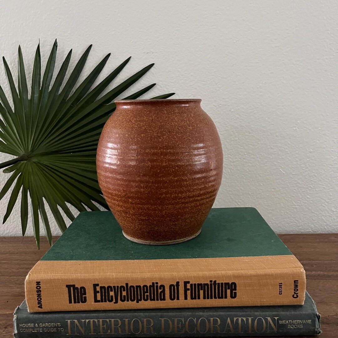Vintage Brown Speckled Studio Pottery Vase Signed Zigulis - Etsy