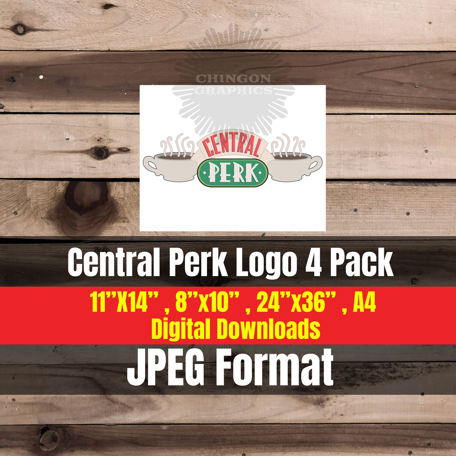 Friends Central Perk Sign 4 pack JPEG digital download | Etsy