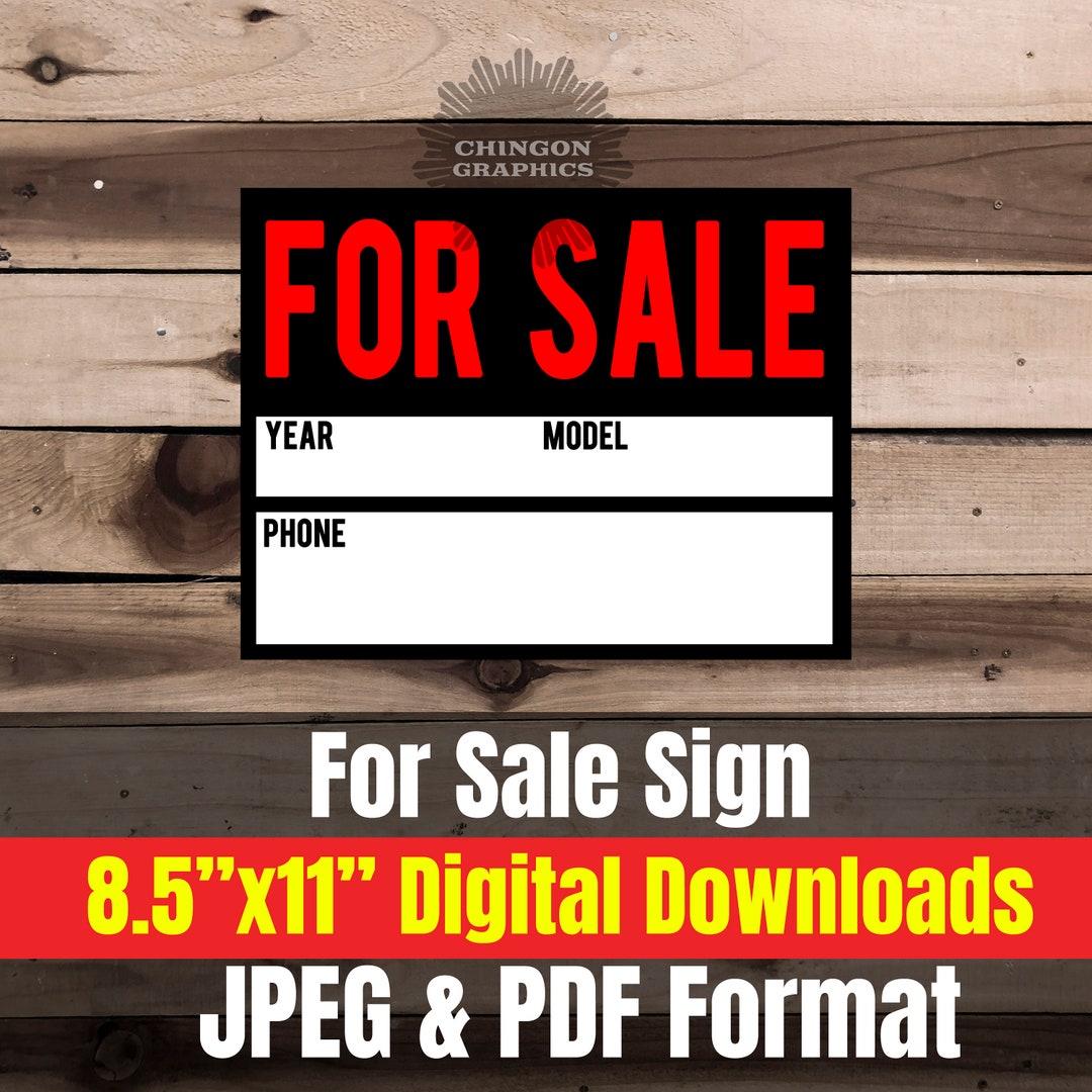 Car for Sale Digital Sign Download (8.5x11 Inches) - JPEG and PDF ...