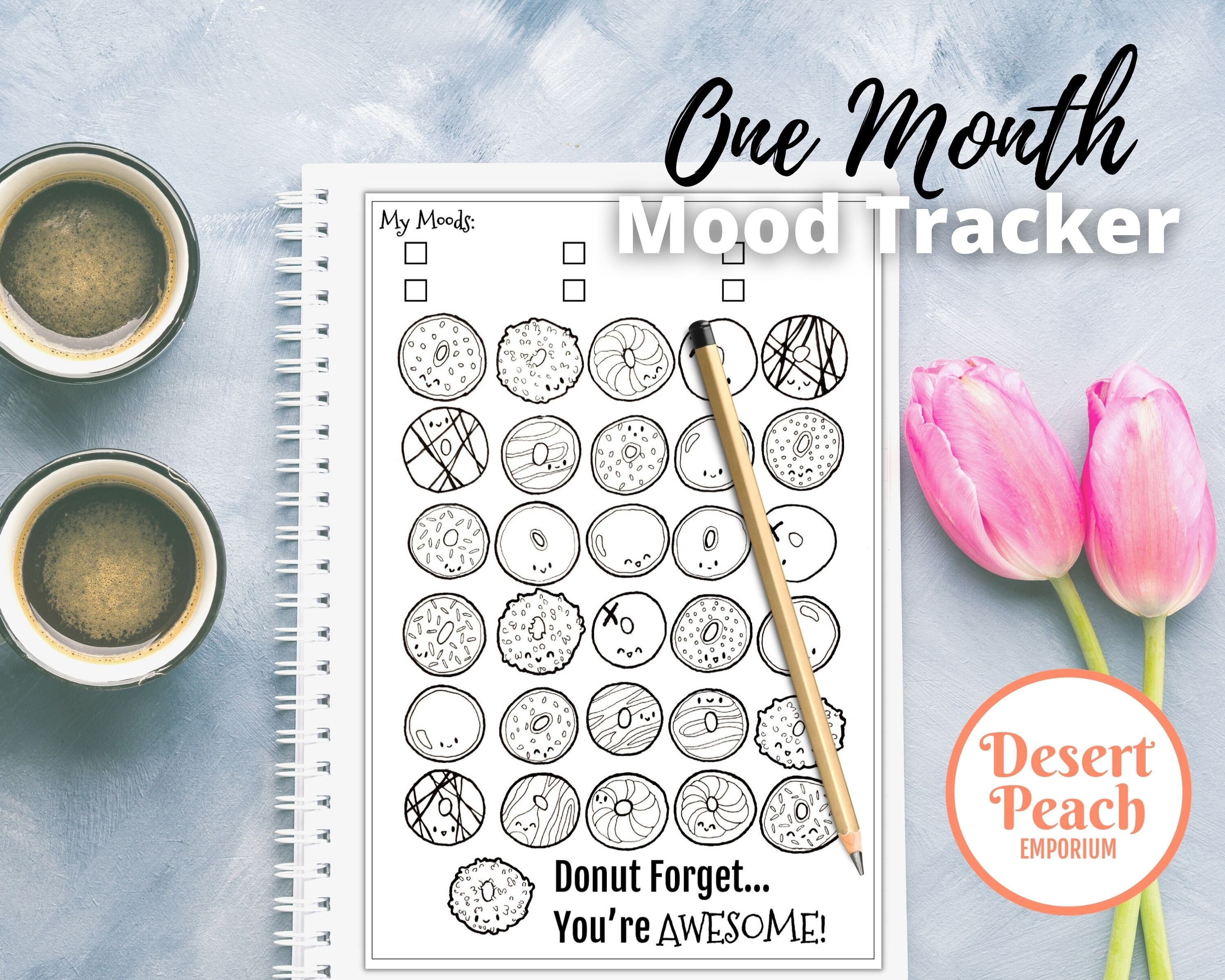 Mood Tracker Coloring Page, Bullet Journal Printable, Bujo Insert ...