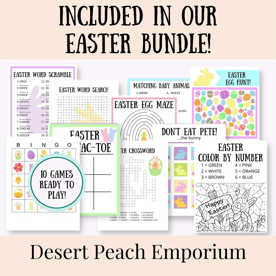 Easter Games Printable, Easter Coloring Page, Easter Printable, Easter ...
