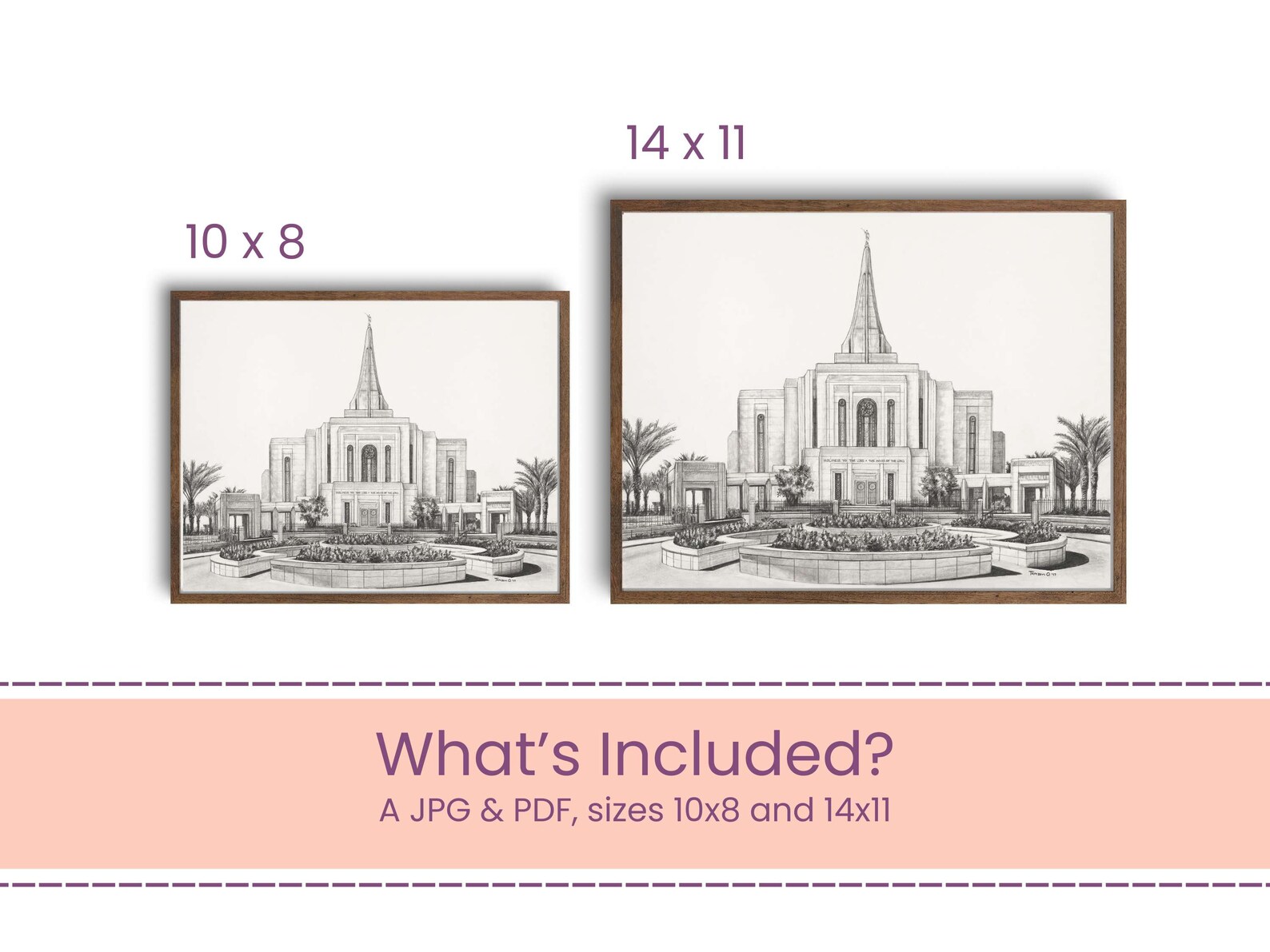 Gilbert, Arizona Temple Artwork Digital Download, LDS Temple Drawing ...
