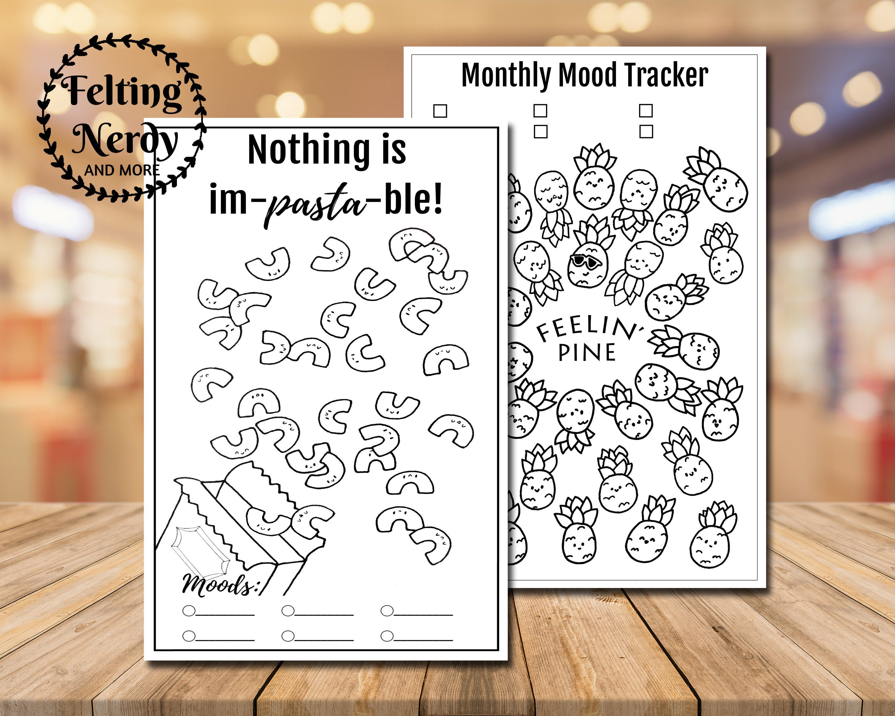 Bullet Journal Trackers Bundle, Coloring Pages, 12 Mood Tracker Bundle ...