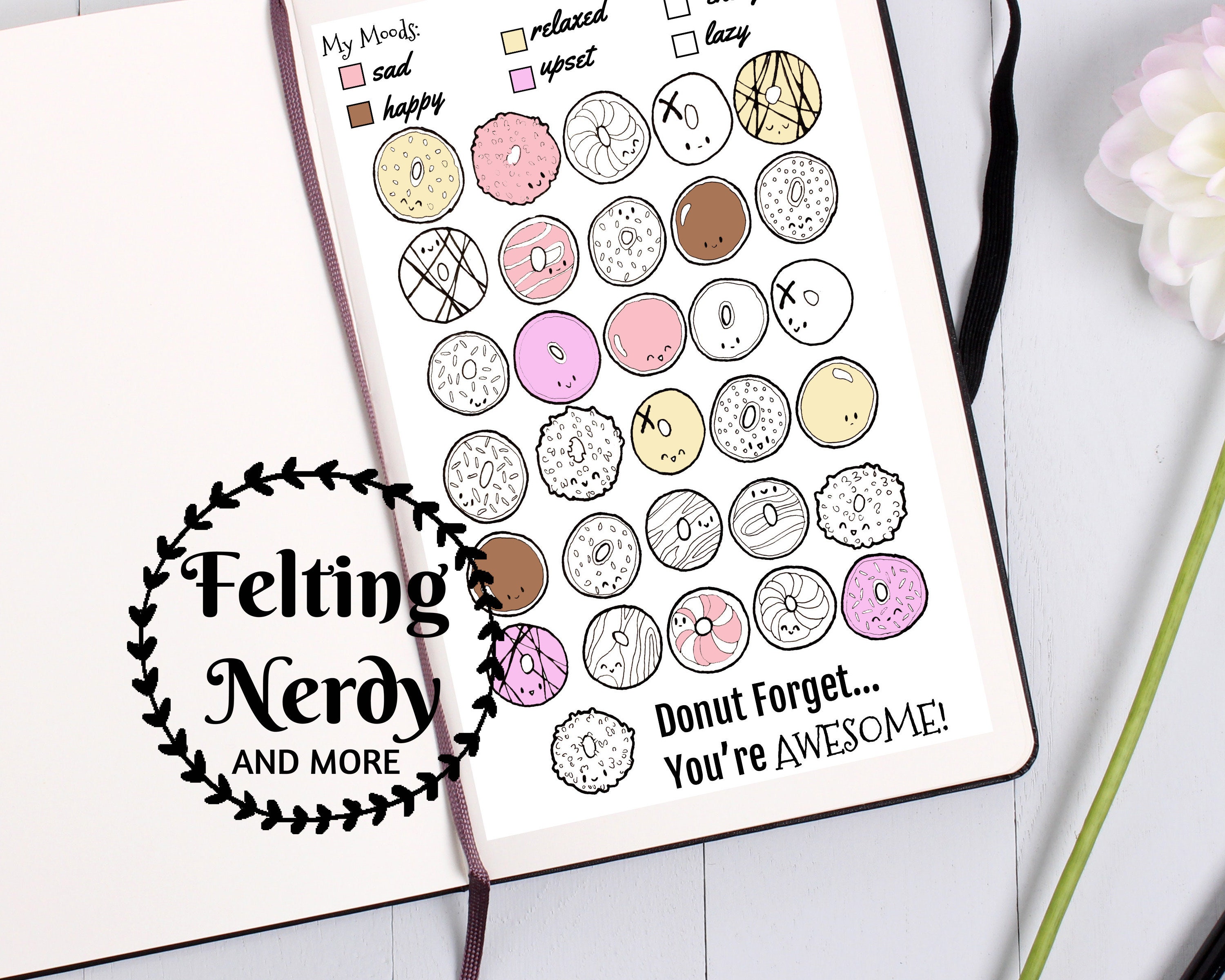 Mood Tracker Coloring Page, Bullet Journal Printable, Bujo Insert ...