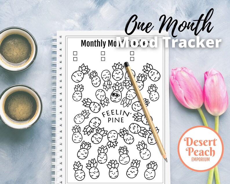 Mood Tracker Coloring Page Bullet Journal Printable Bujo - Etsy