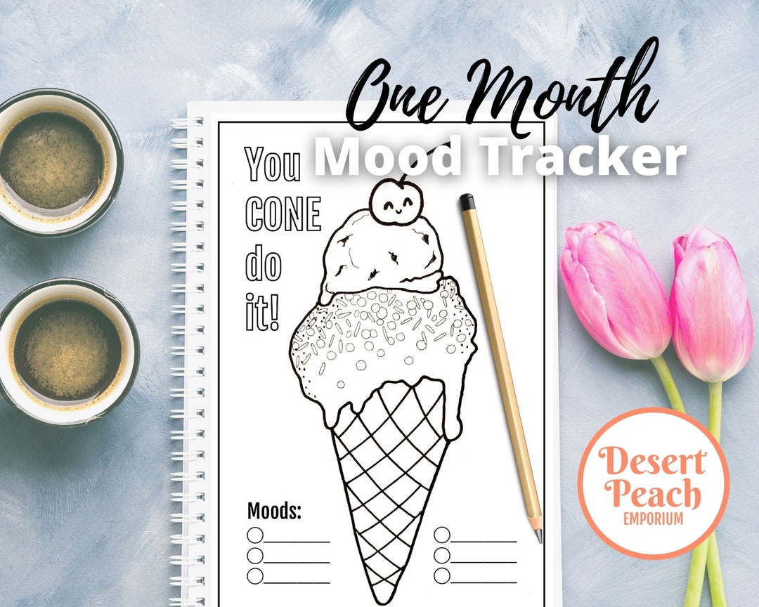 Ice Cream Mood Tracker Coloring Page, Printable Bujo Insert (PDF) - Etsy