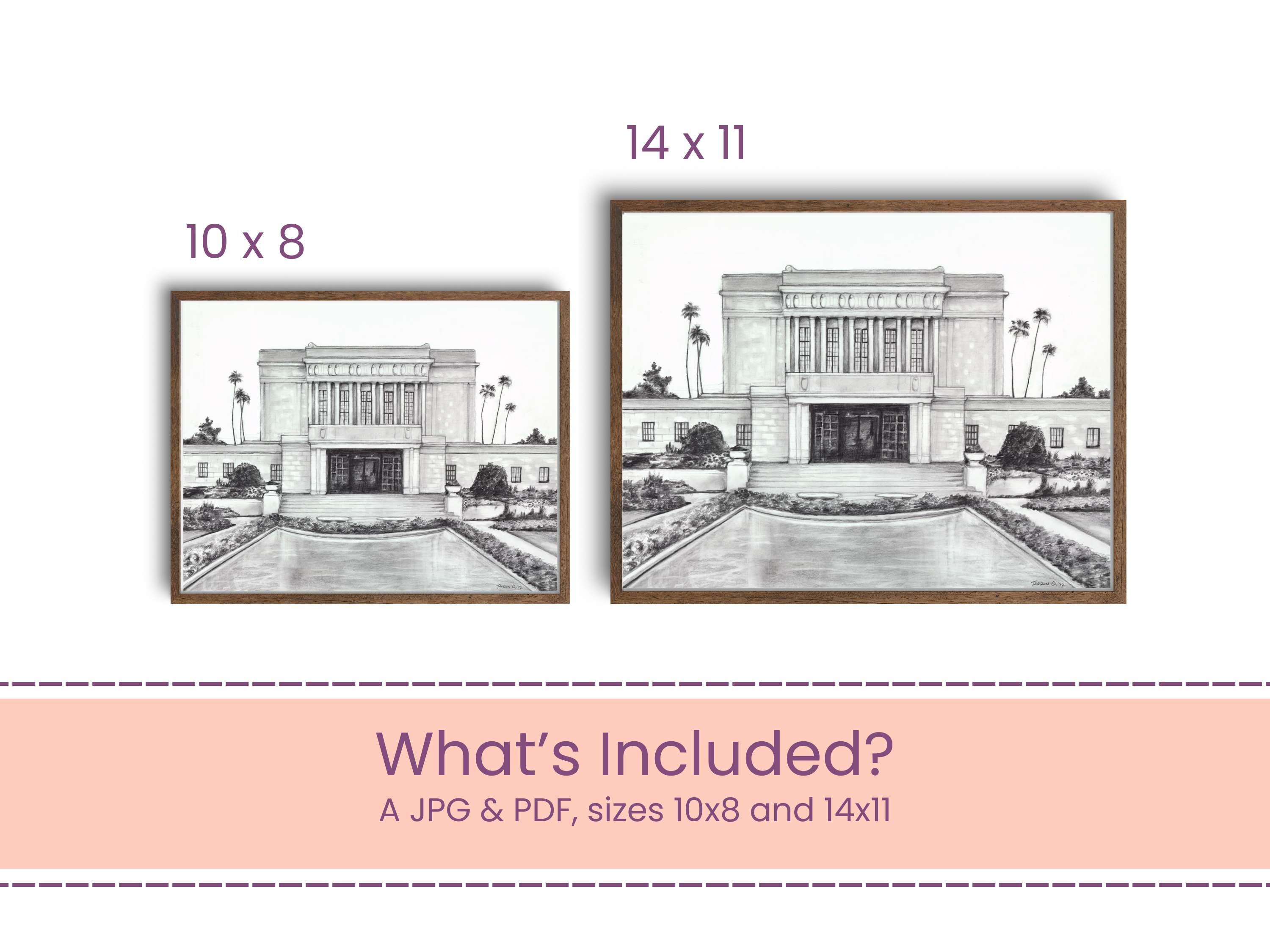 Mesa, Arizona Temple Artwork Digital Download, LDS Temple Drawing ...