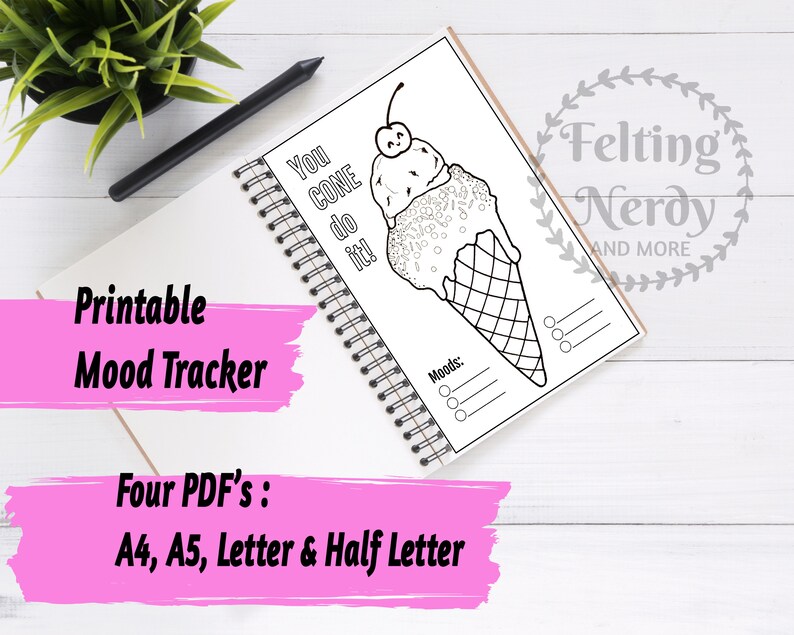 Ice Cream Mood Tracker Coloring Page, Printable Bujo Insert (PDF) - Etsy