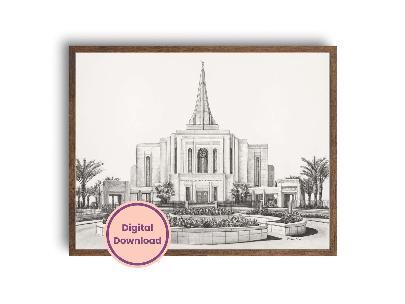 Gilbert, Arizona Temple Artwork Digital Download, LDS Temple Drawing ...