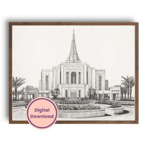 Gilbert, Arizona Temple Artwork Digital Download, LDS Temple Drawing ...