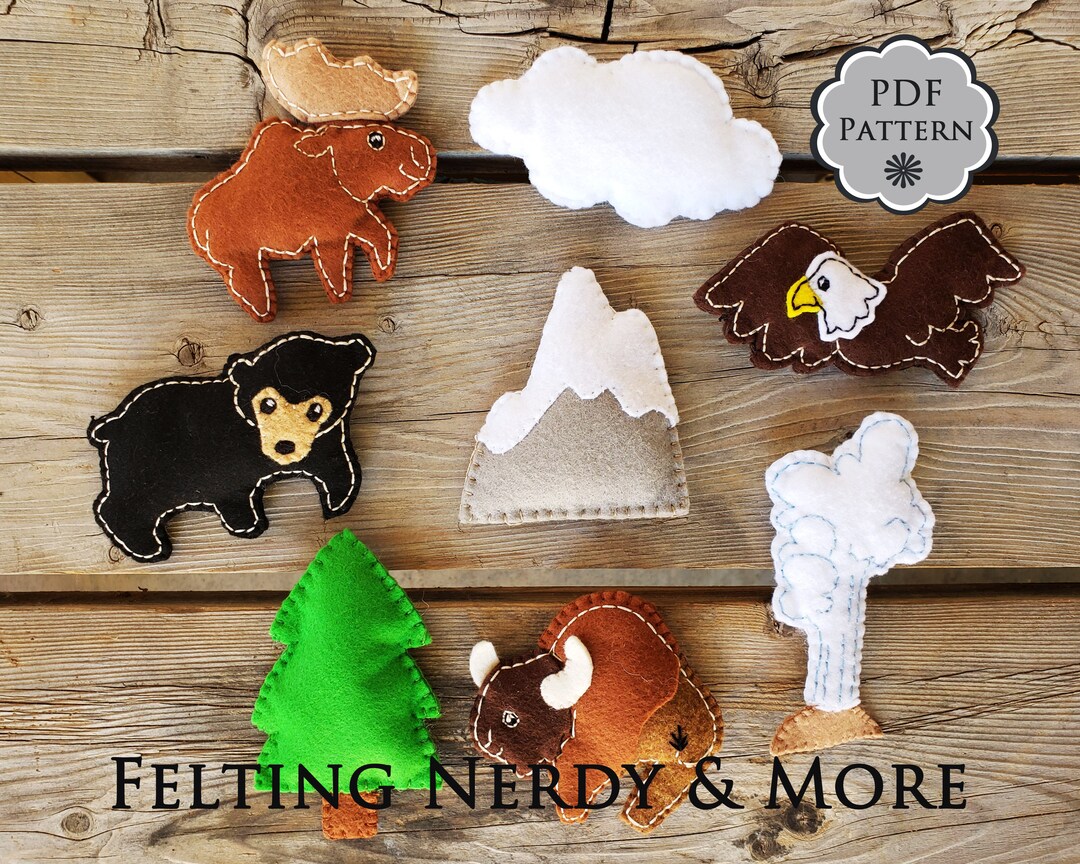 Mountain Baby Mobile Pattern: DIY Felt Animal Ornaments (PDF Pattern ...