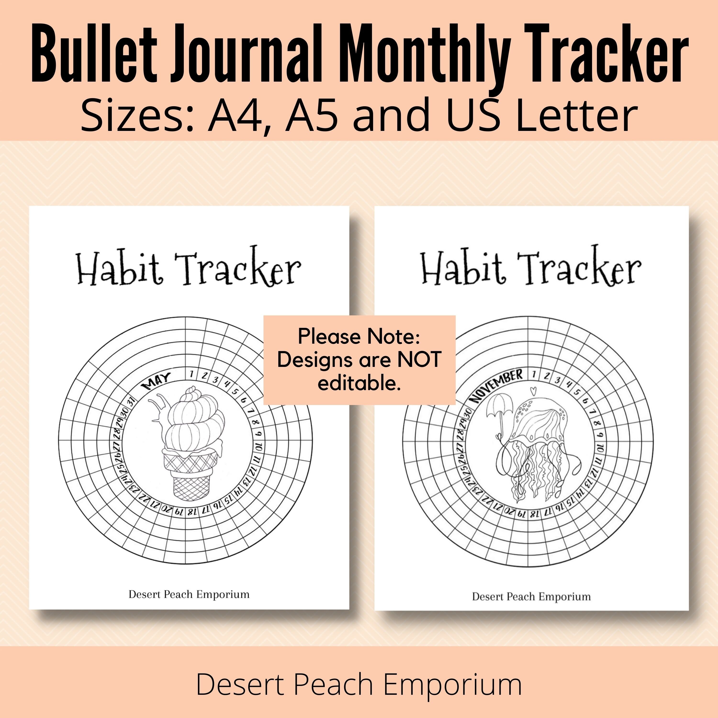 Habit Tracker Printable Coloring Pages, Tracker Bundle, Daily Habit ...