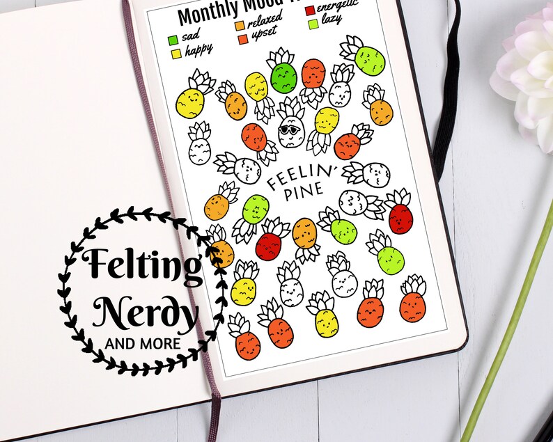 Mood Tracker Coloring Page Bullet Journal Printable Bujo - Etsy