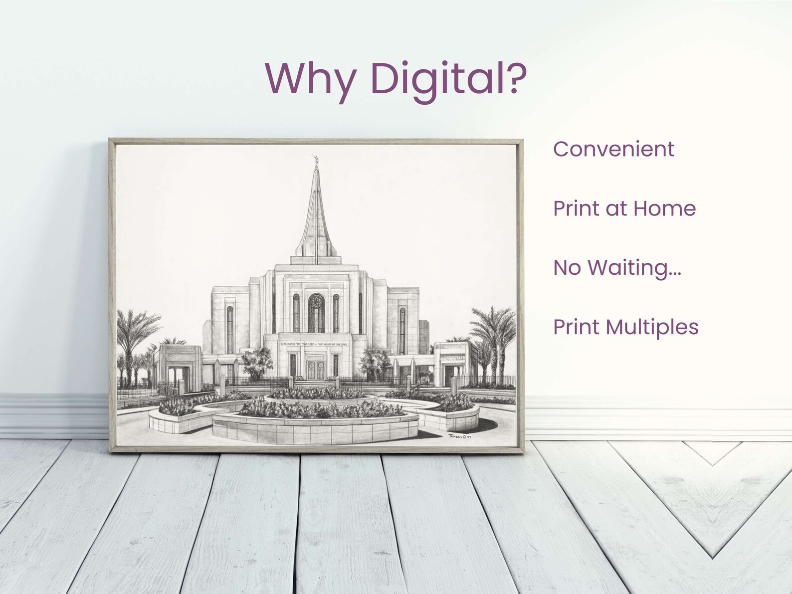 Gilbert, Arizona Temple Artwork Digital Download, LDS Temple Drawing ...