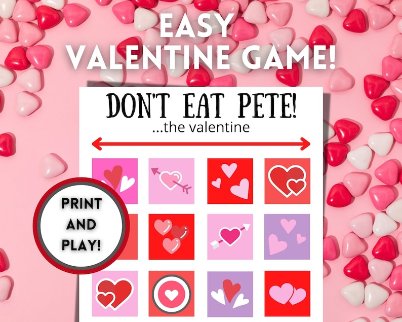 Don't Eat Pete, Valentine Game, Printable Kids Games, Game for Kids ...