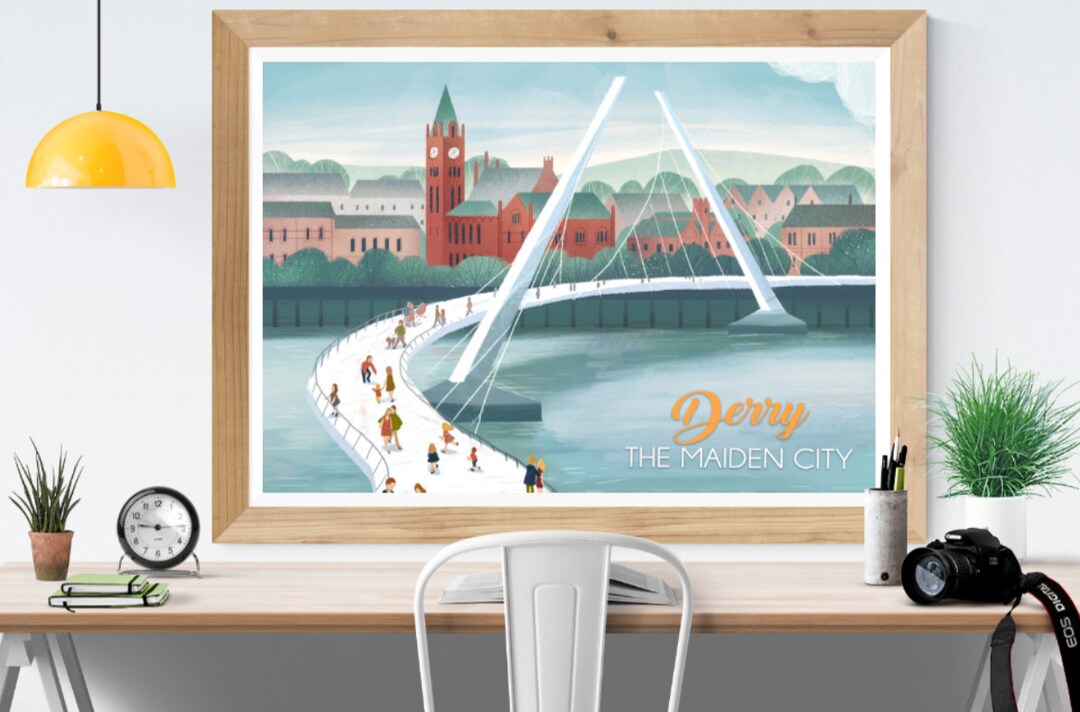 Print Poster / Artwork of Derry and Peace Bridge, Northern Ireland - Etsy