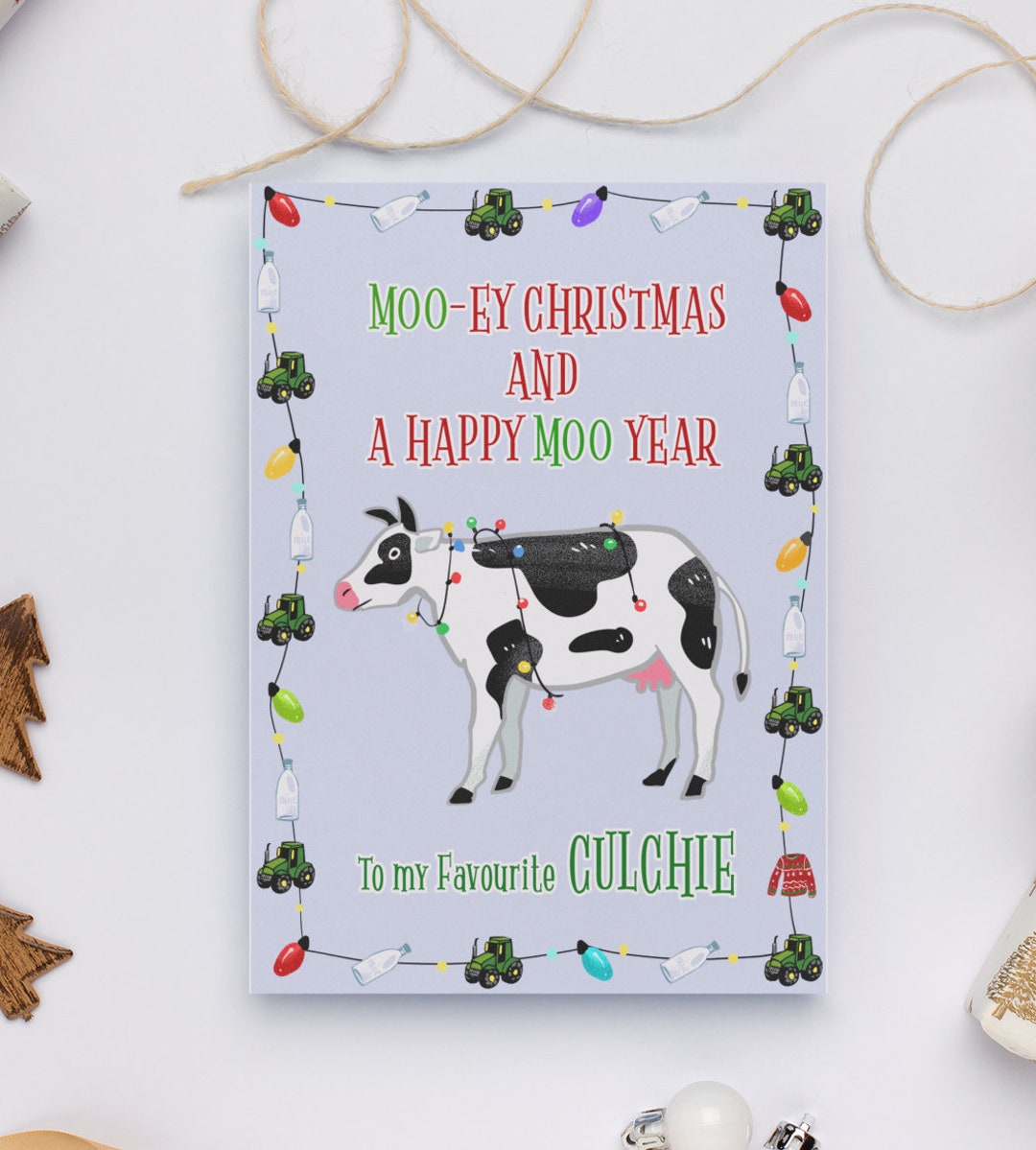 Culchie Mooey Christmas Cow Christmas Card - Etsy
