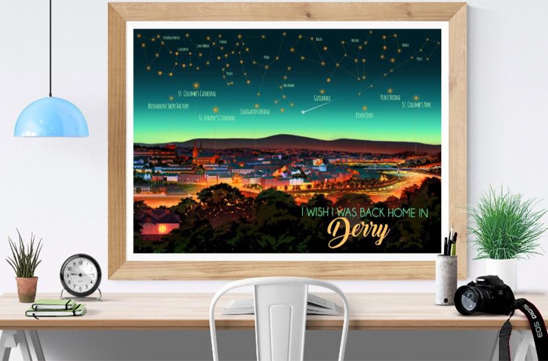 Print Poster / Artwork of Derry by Night, Northern Ireland - Etsy