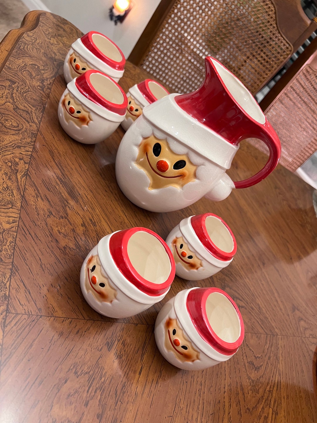 Holt Howard Vintage 1967 Cloud Santa Full Set. 1 Pitcher, 6 Mugs. Mint ...