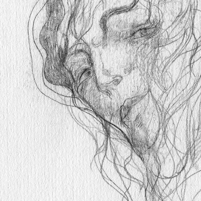 Look Back. Portrait of a Wrapped Girl Drawn in a Graphic - Etsy