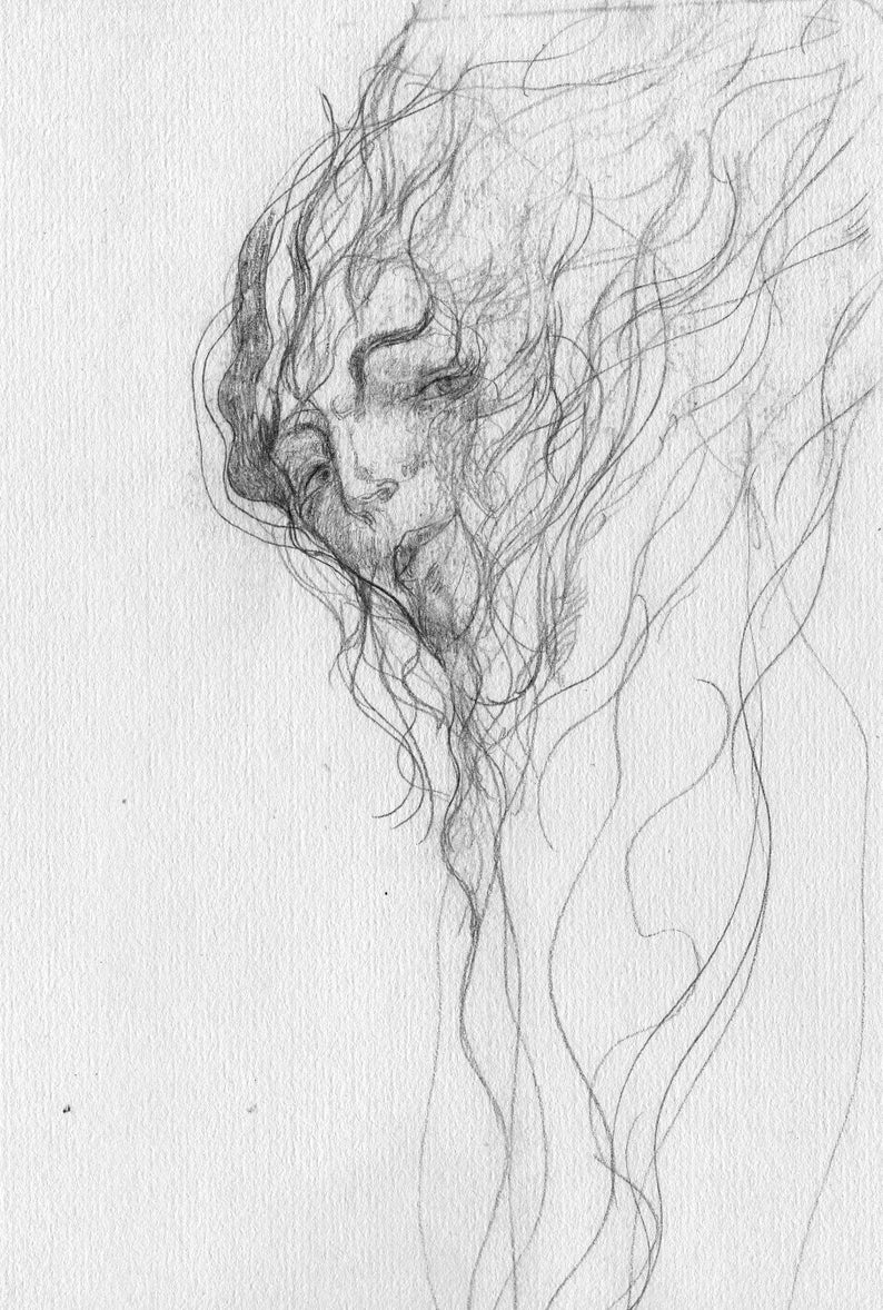 Look Back. Portrait of a Wrapped Girl Drawn in a Graphic - Etsy