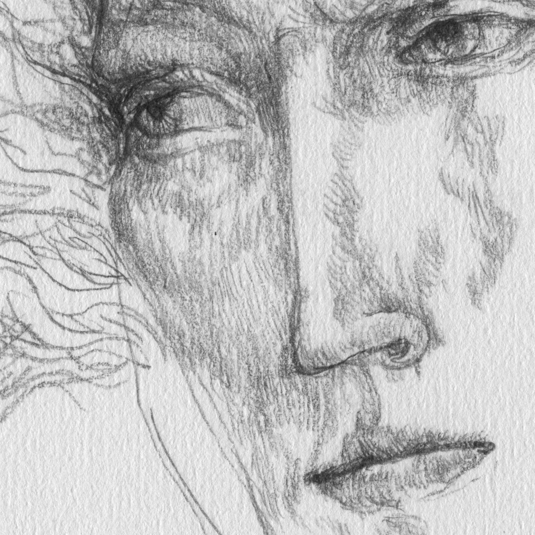 Melancholy. Portrait of a Beautiful Girl Drawn in a Graphic - Etsy