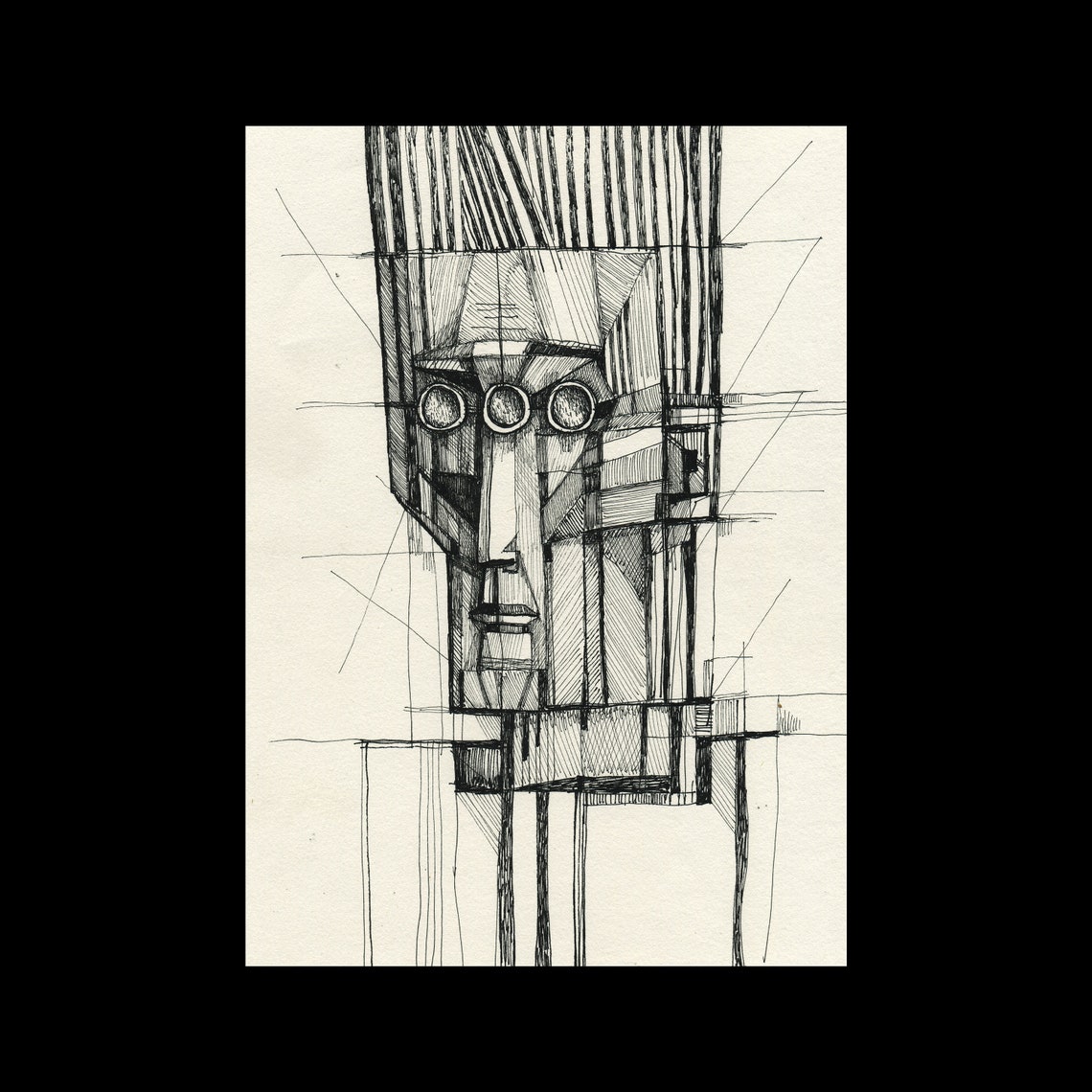 Thrid Eye. Portrait of a Man With Three Eyes. It is Drawn in a Graphic ...