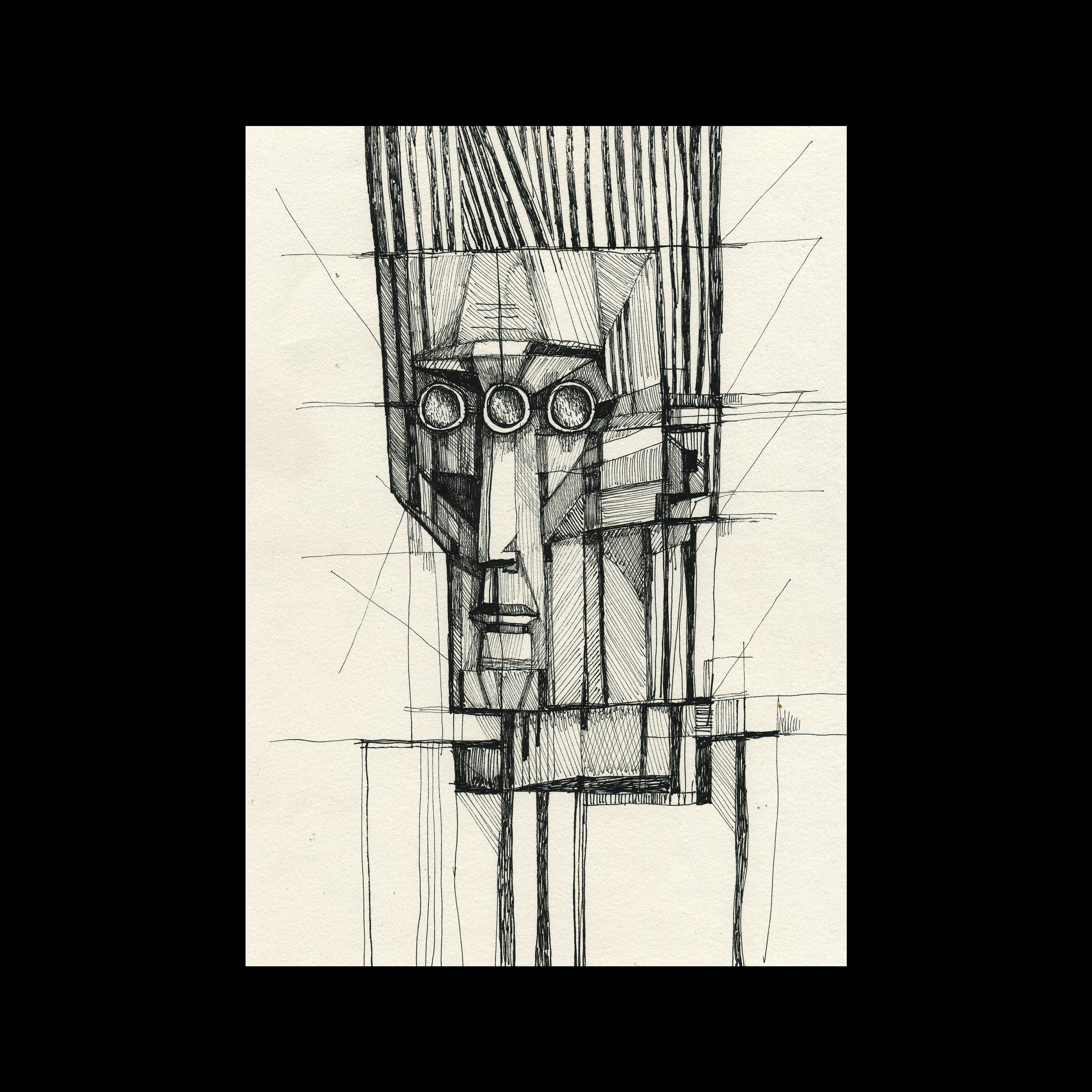 Thrid Eye. Portrait of a Man With Three Eyes. It is Drawn in a Graphic ...