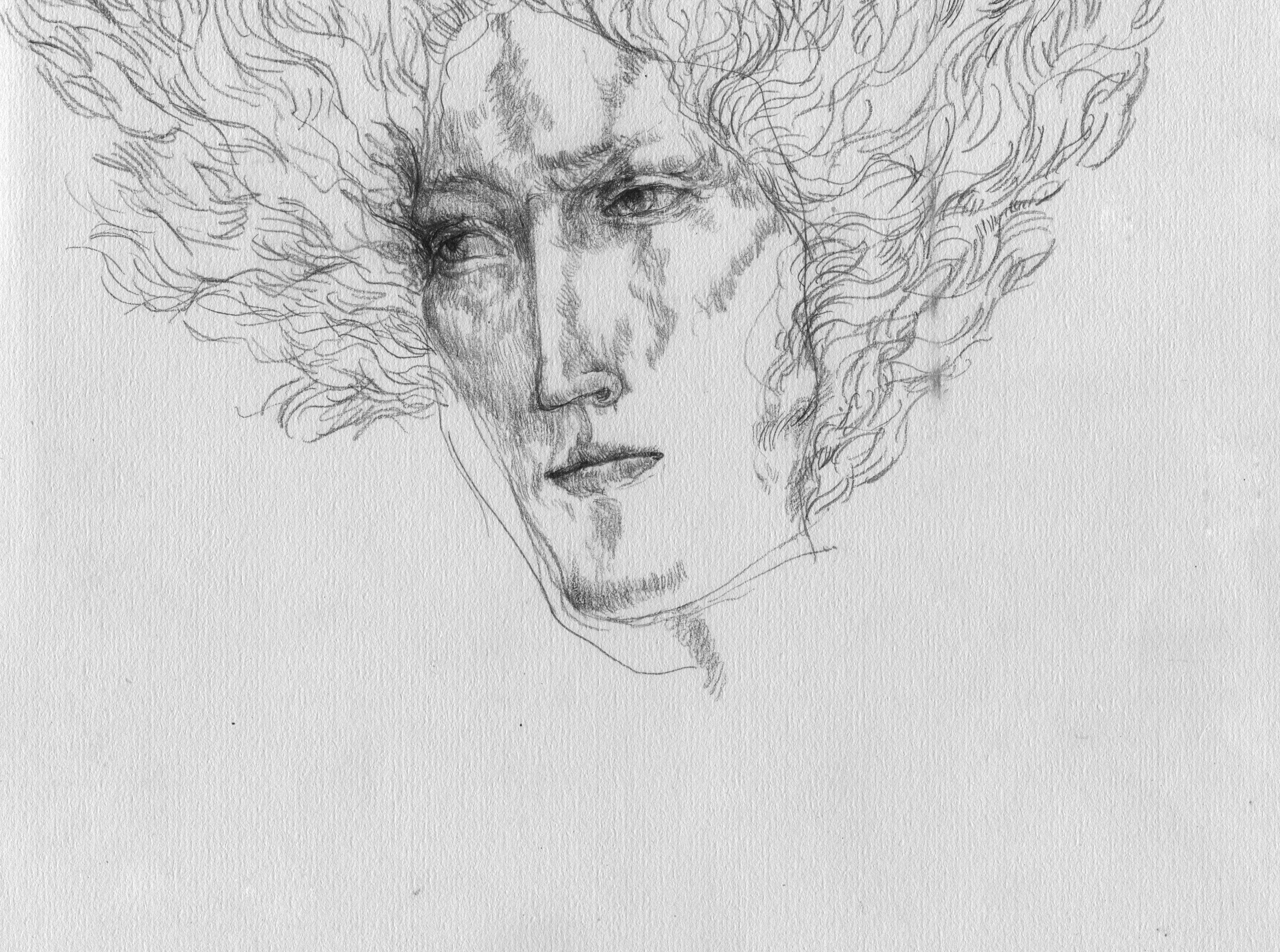 Melancholy. Portrait of a Beautiful Girl Drawn in a Graphic - Etsy