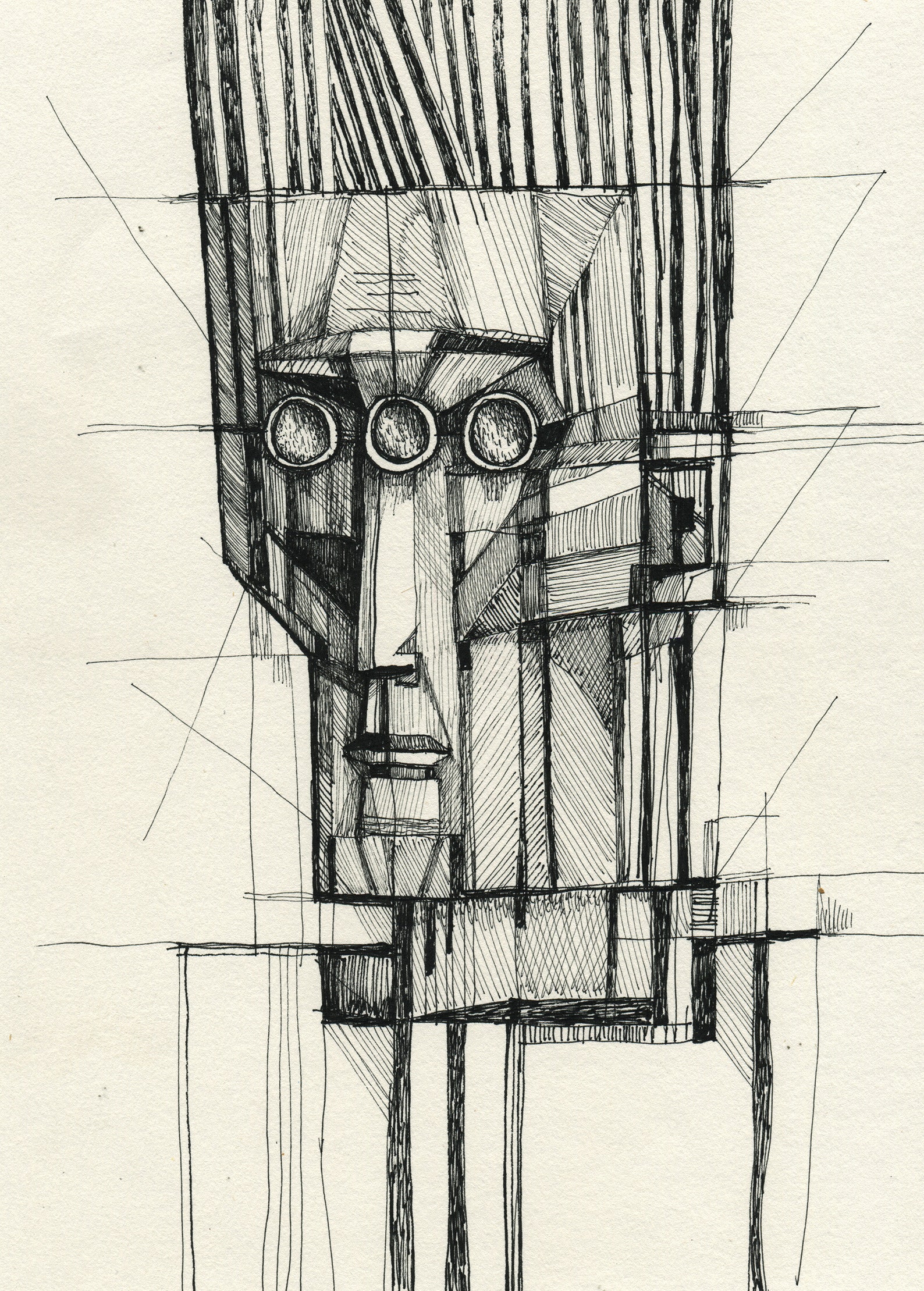 Thrid Eye. Portrait of a Man With Three Eyes. It is Drawn in a Graphic ...