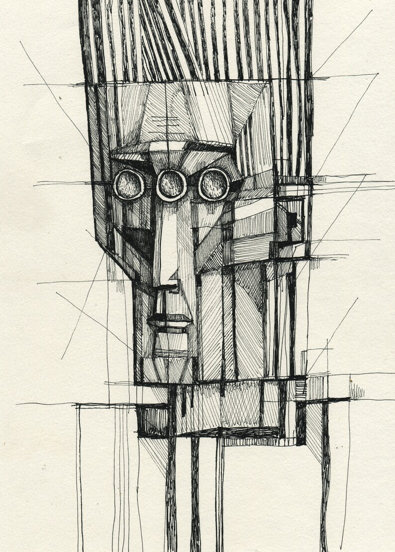 Thrid Eye. Portrait of a Man With Three Eyes. It is Drawn in a Graphic ...