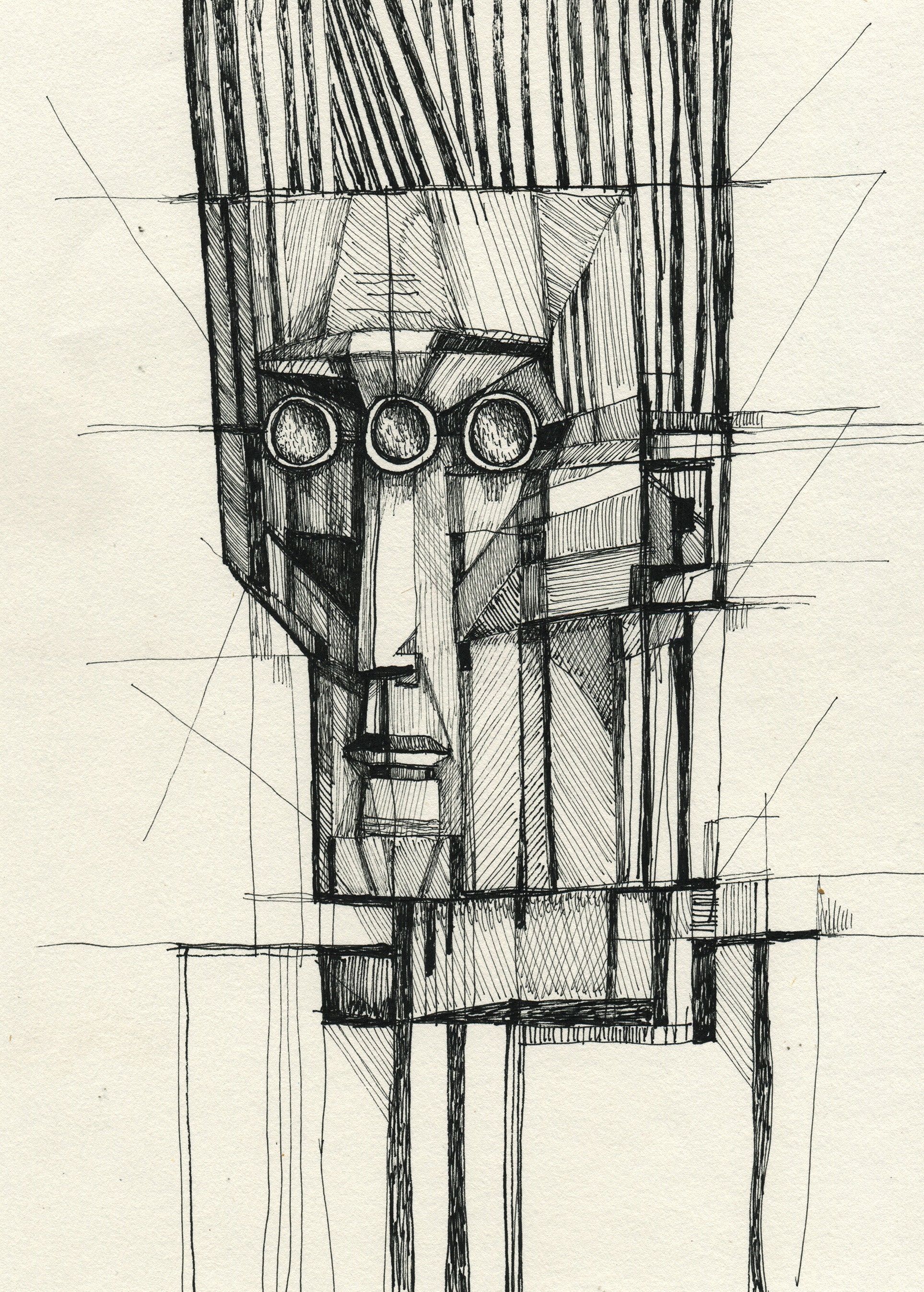 Thrid Eye. Portrait of a Man With Three Eyes. It is Drawn in a Graphic ...