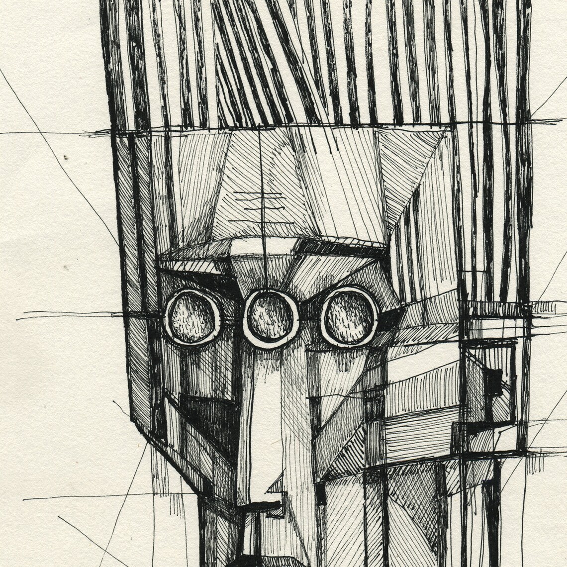 Thrid Eye. Portrait of a Man With Three Eyes. It is Drawn in a Graphic ...