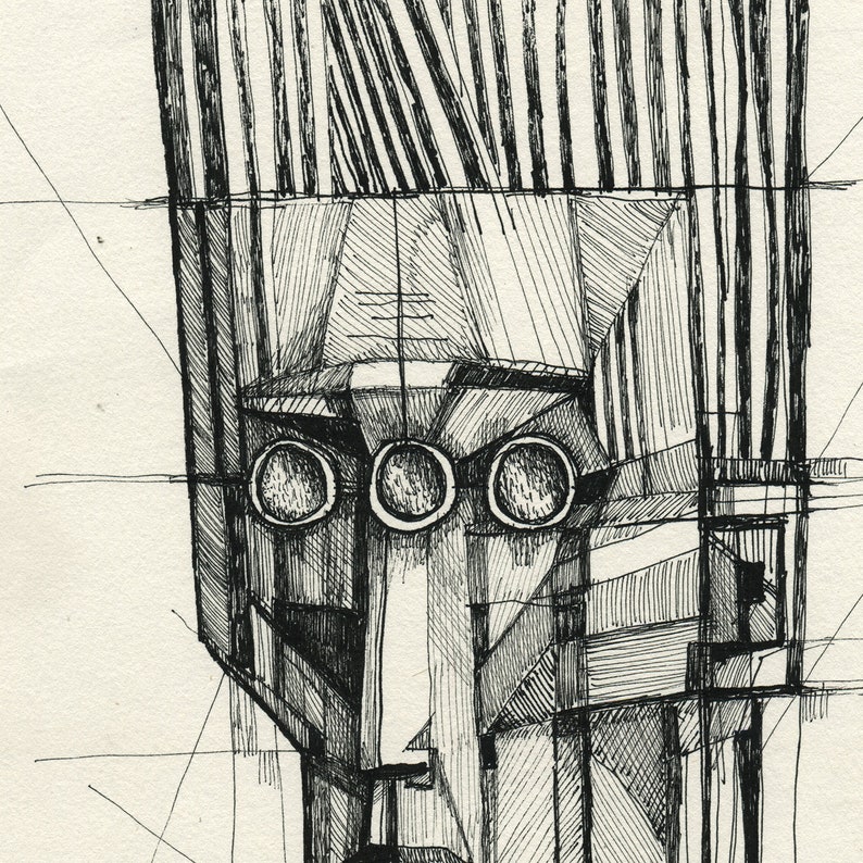 Thrid Eye. Portrait of a Man With Three Eyes. It is Drawn in a Graphic ...