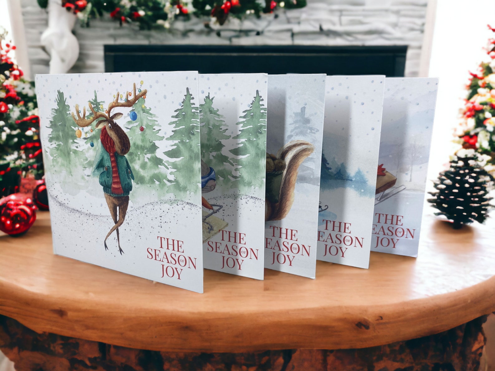 Pack of 10 Christmas Cards | Winter Woodland Animals Christmas Card Set | Festive Cards ...