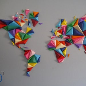 Kit Papercraft, World Map 3D Multicolor S/M/L/XL Size, Wall Decoration ...