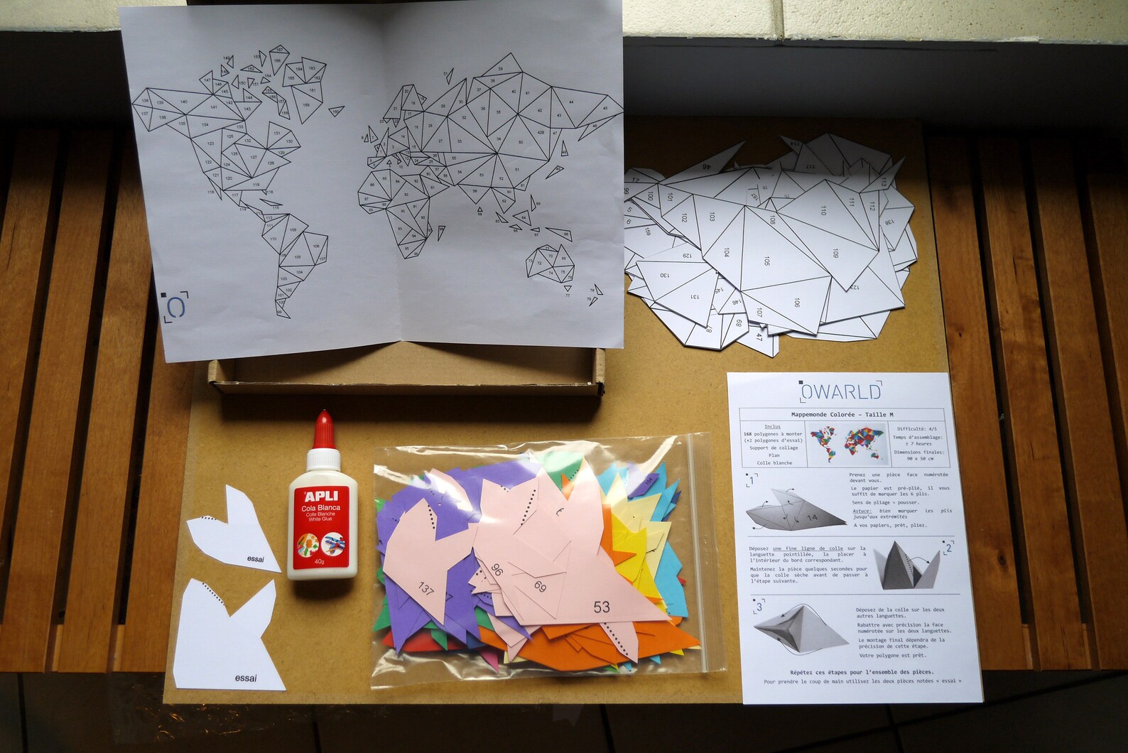 Kit Papercraft, World Map 3D White S/M/L Size, Wall Decoration, Made in ...