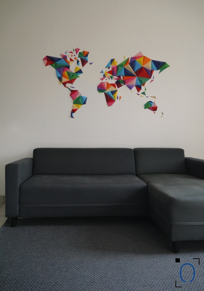 Kit papercraft World map 3D Multicolor S/M/L size wall | Etsy
