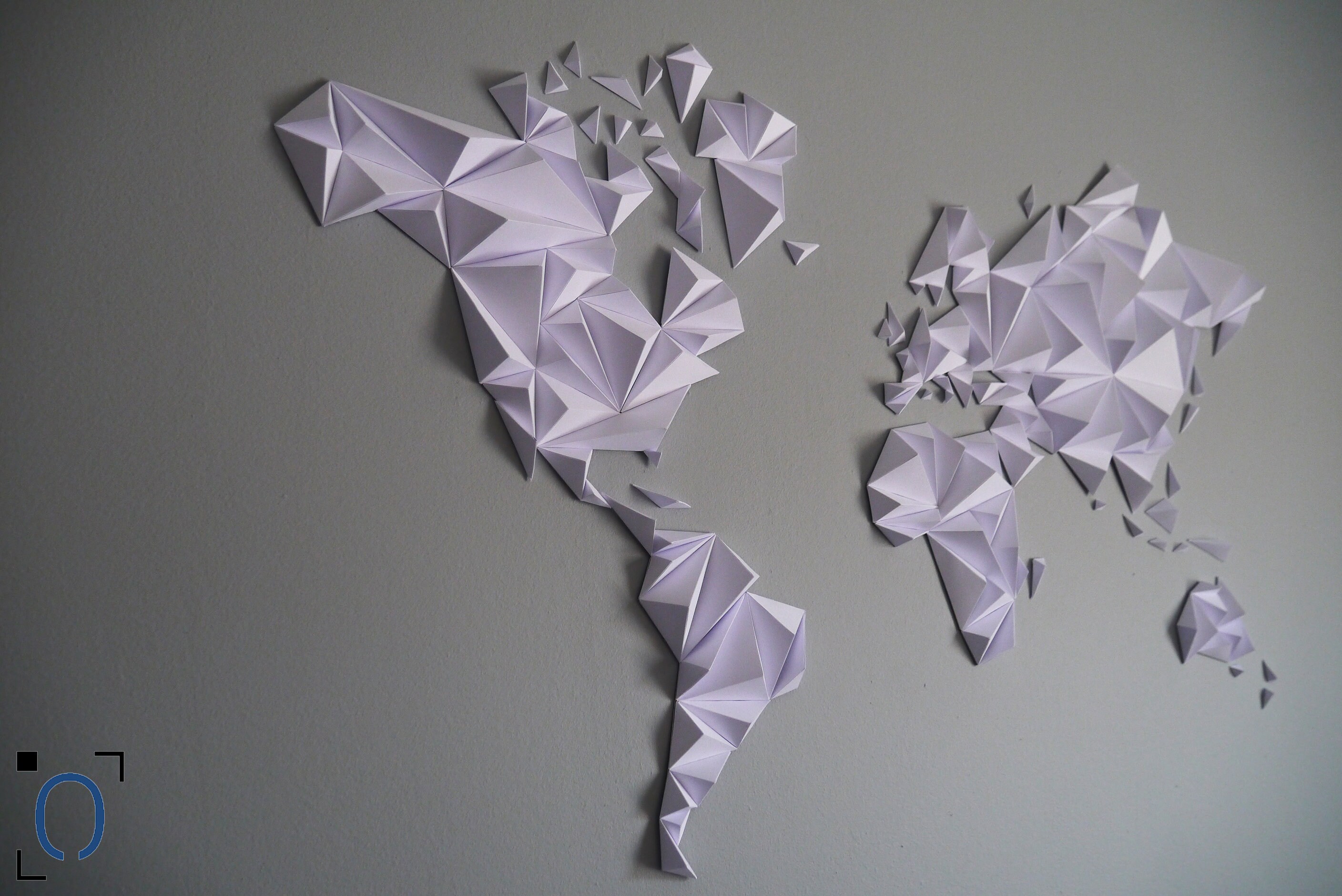 Kit Papercraft, World Map 3D White S/M/L Size, Wall Decoration, Made in ...