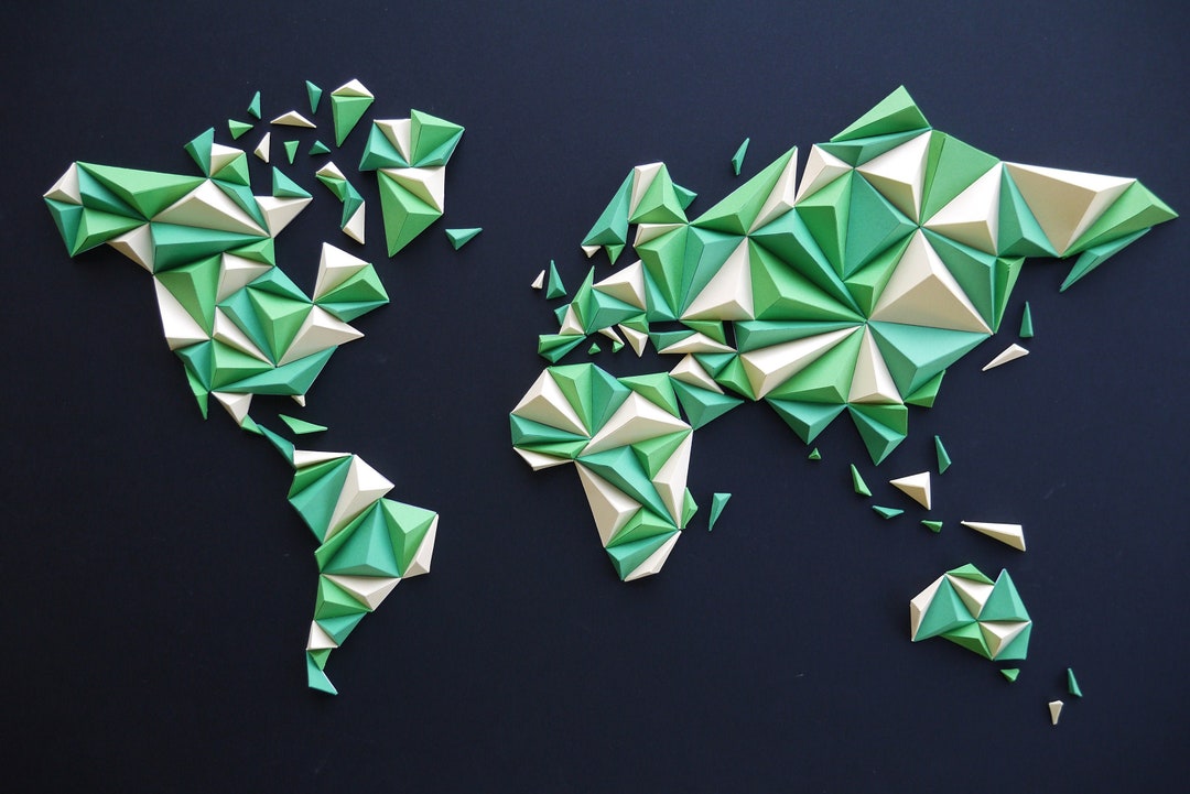 Papercraft Kit 3D Nature World Map Size S/M/L Wall - Etsy