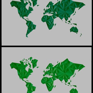 Kit Papercraft, World Map 3D Color at Choice S/M/L Size, Wall ...