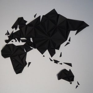 Kit Papercraft World Map 3D Black S/M/L Size Wall - Etsy
