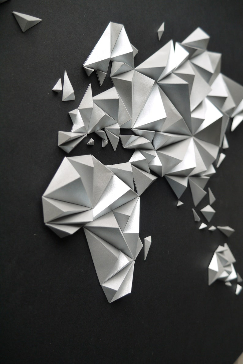 Kit Papercraft World Map 3D Gold/silver S/M/L Size Wall - Etsy