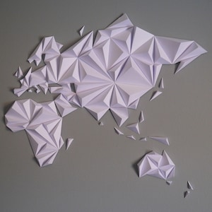 Kit Papercraft, World Map 3D White S/M/L Size, Wall Decoration, Made in ...