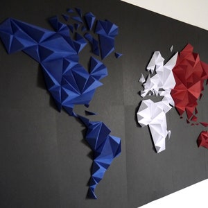 Kit Papercraft World Map 3D Tricolor Size S/M Wall - Etsy