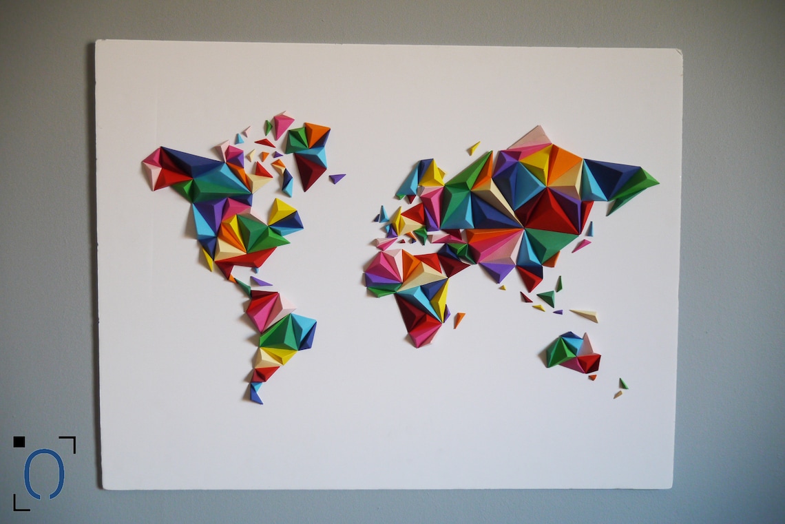 Kit Papercraft World Map 3D Multicolor S/M/L/XL Size Wall - Etsy Canada