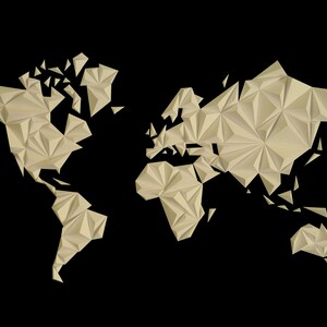 Kit Papercraft, World Map 3D Color at Choice S/M/L Size, Wall ...