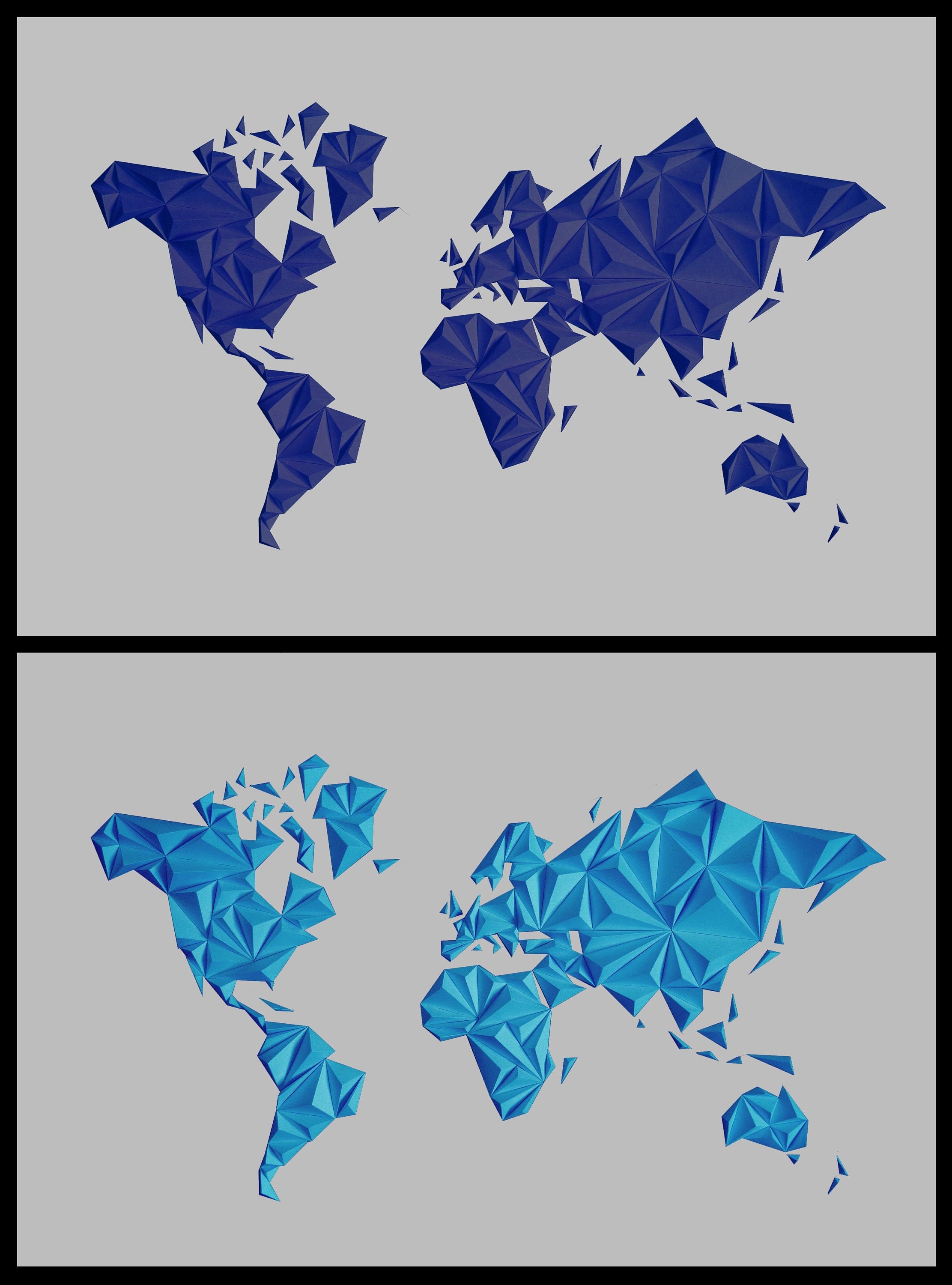 Kit Papercraft, World Map 3D Color at Choice S/M/L Size, Wall ...